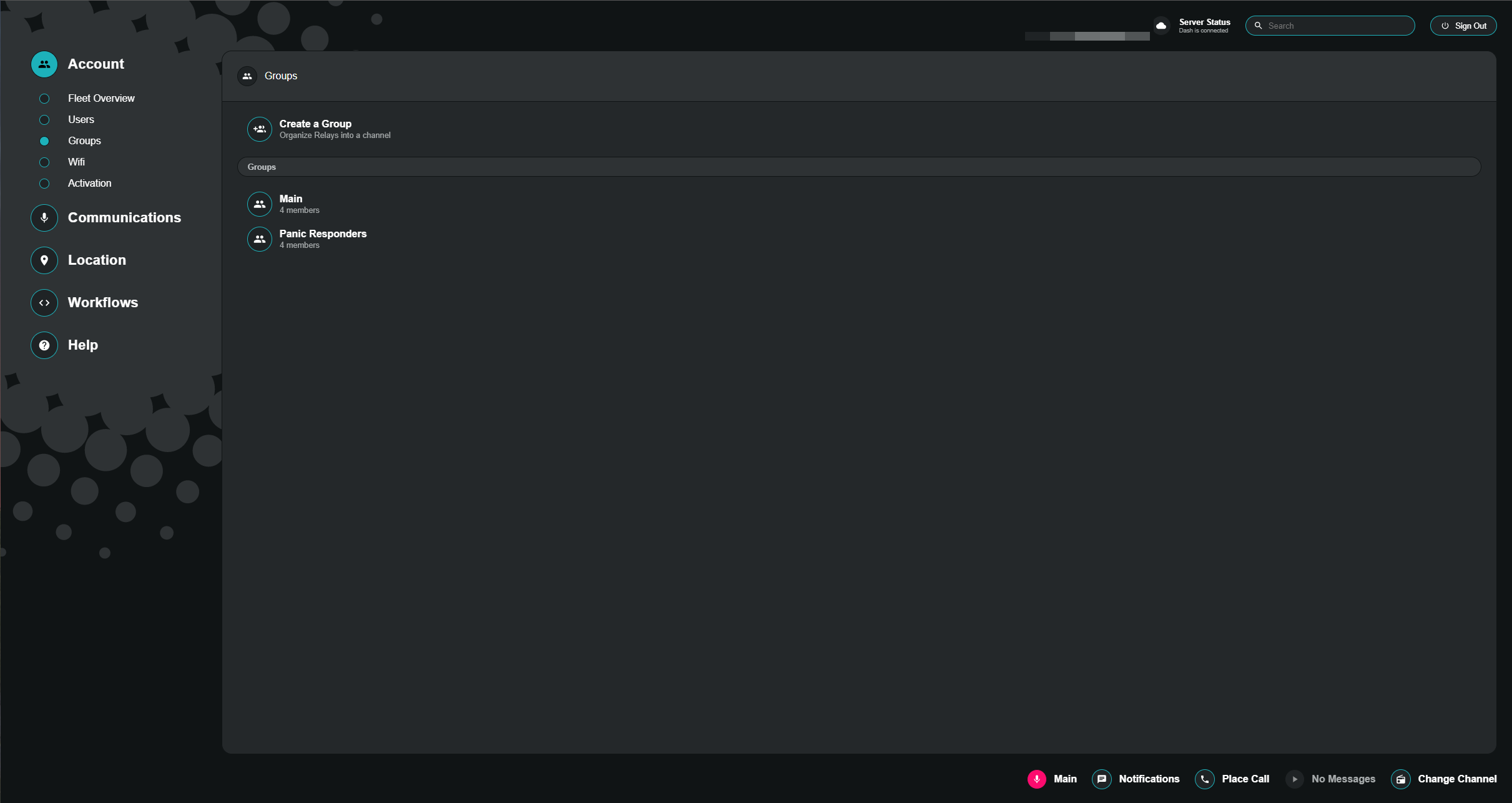 Relay Dashboard: Account Tab